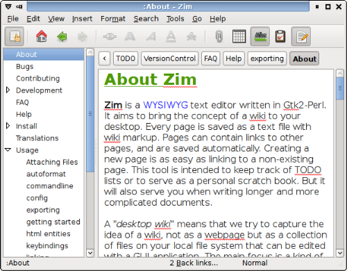 Zim – A Wiki on the desktop